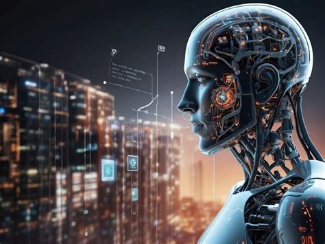 Robot Artificial Intelligence In The Form Of A Human Robot Generative Ai Stock Illustration