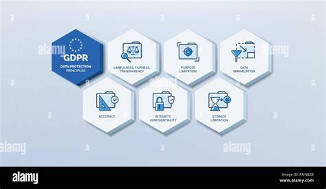General Data Protection Regulation Gdpr Icons Set Data Safety Principles Stock Vector Image