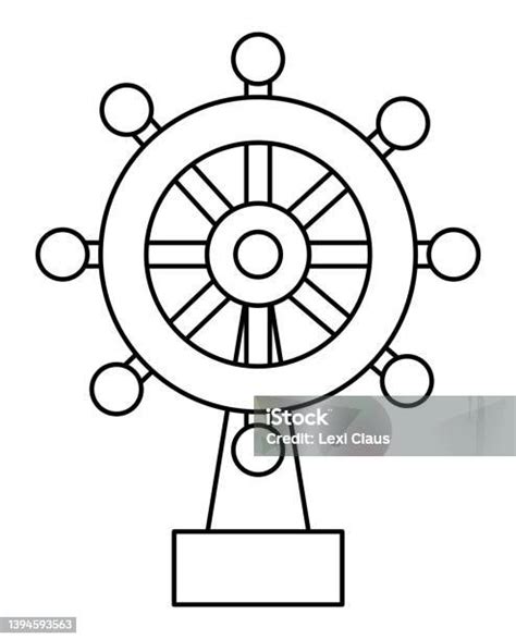 흑백 선박 스티어링 휠 아이콘 워터 라인 보트 헬름 그림 흰색 배경에 고립 된 해적 선박 손 바퀴 그림을 윤곽선으로 보여줍니다 마린 요소 또는 색칠 페이지 개념 바퀴에 대한