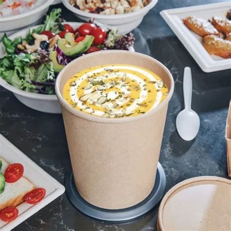 1000 Ml Disposable Kraft Paper Round Food Containers Box With Lid Cover