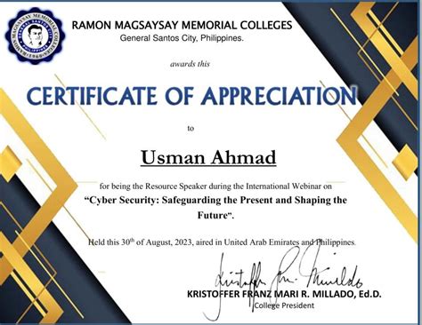 Usman Ahmad On Linkedin Cybersecurity Education Philippines