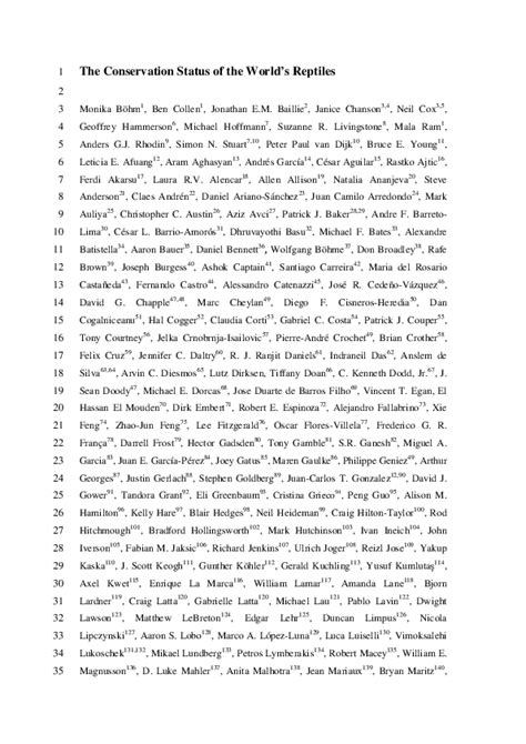Pdf The Conservation Status Of The Worlds Reptiles