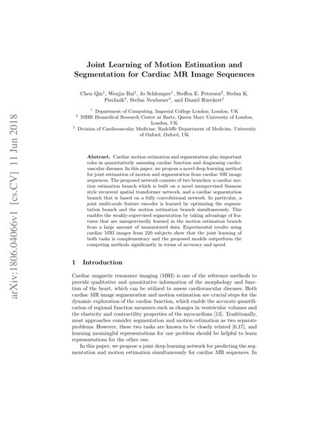 Pdf Joint Learning Of Motion Estimation And Segmentation For Cardiac Mr Image Sequences