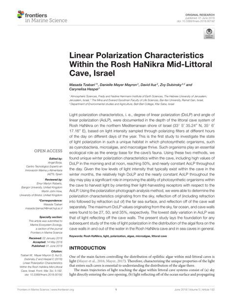 Pdf Linear Polarization Characteristics Within The Rosh Hanikra Mid