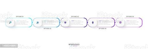 아이콘과 5가지 옵션 또는 단계가 있는 벡터 인포그래픽 레이블 디자인 템플릿입니다 프로세스 다이어그램 프레젠테이션 워크플로 레이아웃 배너 플로우 차트 정보 그래프에 사용할