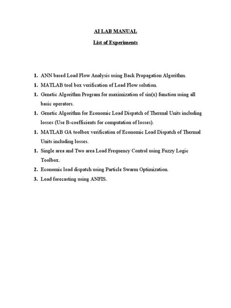 Ai Lab Manual Pdf Genetic Algorithm Parameter Computer Programming