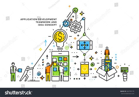 Flat Style Thin Line Art Design Stock Vector Royalty Free 369795176