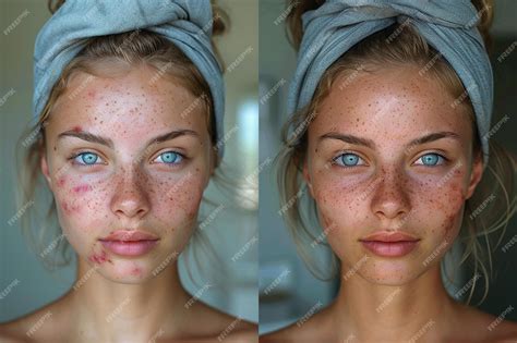 Premium Photo Before And After Acne Treatment Collage Portrait Of The