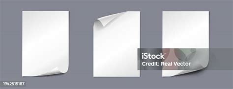 3d 현실적인 벡터 일러스트 레이 션 회색 배경에 말린 종이 세트입니다 0명에 대한 스톡 벡터 아트 및 기타 이미지 0명 가장자리 각도 Istock