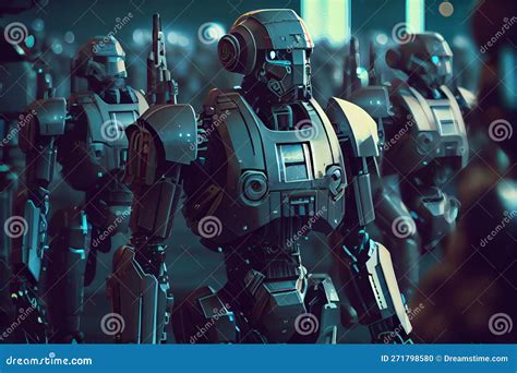 Detailed Robot Army Or Group Of Cyborgs 3d Rendering Robot Army Or Group Of Cyborgs Advanced