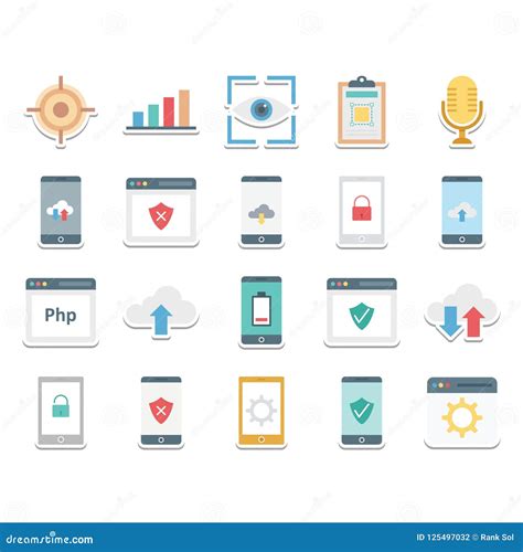 Web Design Data And Development Isolated Vector Icons Stock Vector