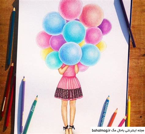 نقاشی فانتزی دخترانه با مداد رنگی ساده ️ بهترین تصاویر