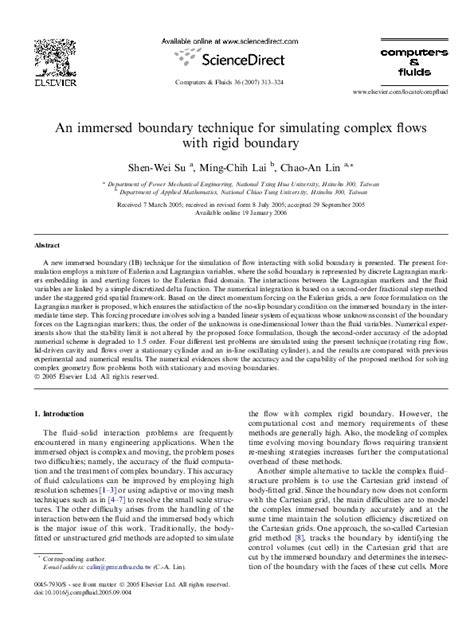 Pdf An Immersed Boundary Technique For Simulating Complex Flows With Rigid Boundary Chao An
