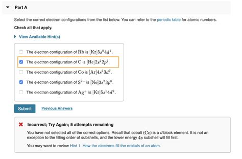 Solved Part A Select The Correct Electron Configurations