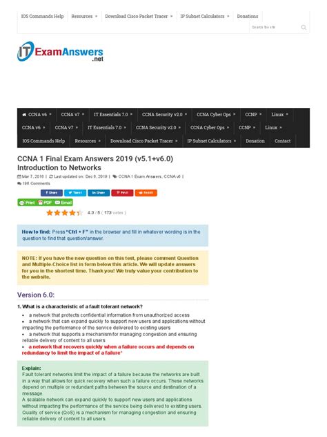 Ccna 1 Final Exam Answers 2019 V51v60 Introduction To Networks Download Free Pdf