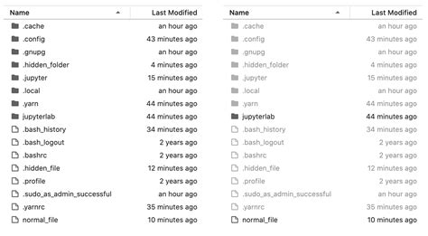 adding a visual clue for distinguishing hidden files and folders in the file browser window