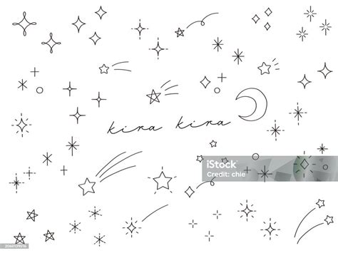 손으로 그린 간단한 별과 반짝 반짝 선 그리기 아이콘의 벡터 일러스트 레이 션 세트 개체 그룹에 대한 스톡 벡터 아트 및 기타 이미지 개체 그룹 귀여운 그리기