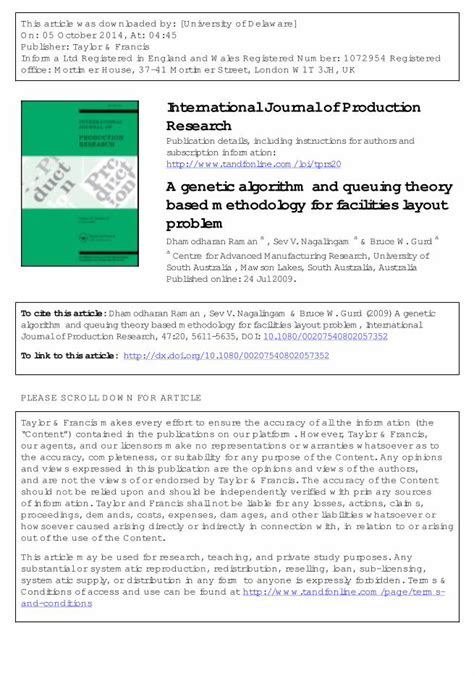 pdf a genetic algorithm and queuing theory based methodology for
