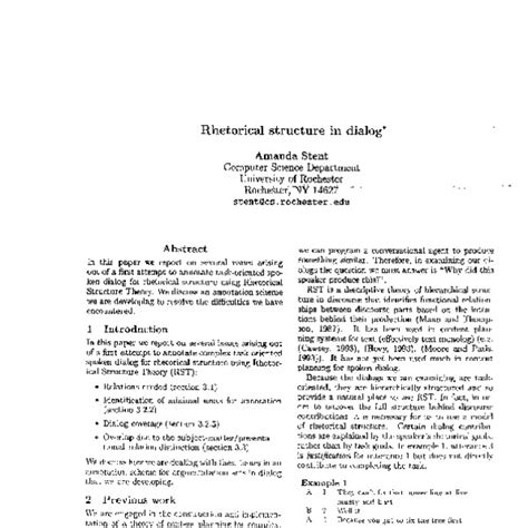 Rhetorical Structure In Dialog Acl Anthology