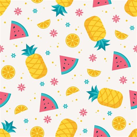 Premium Vector Colorful Summer Seamless Pattern Design Fruit And