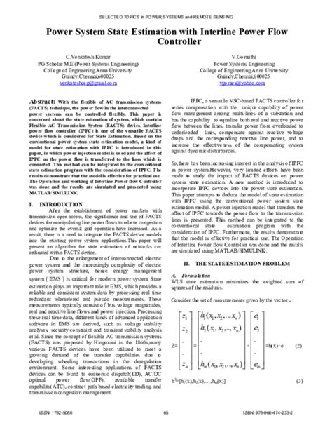 Pdf Simulation And State Estimation Of Power System With Interline Power Flow Controller