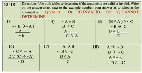 13 18 Directions Use Truth Tables To Determine If