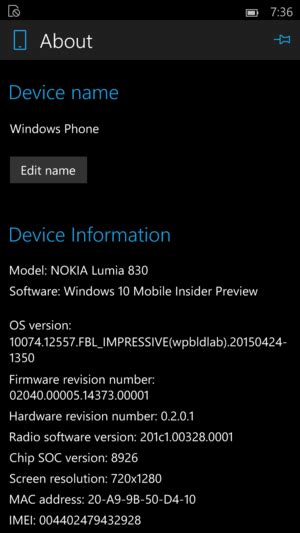Windows 10 Mobile Build 10074 Betawiki