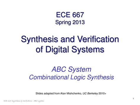 Ppt Ece 667 Spring 2013 Synthesis And Verification Of Digital Systems