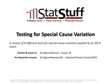 Testing For Special Cause Variation Ppt