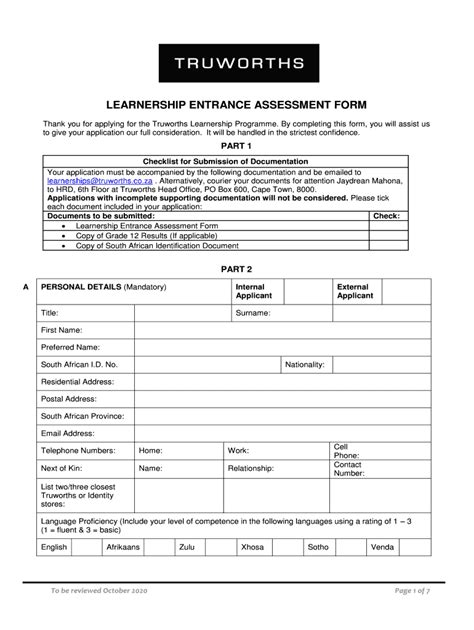 Truworths Learnership Pdf 2020 2025 Form Fill Out And Sign Printable