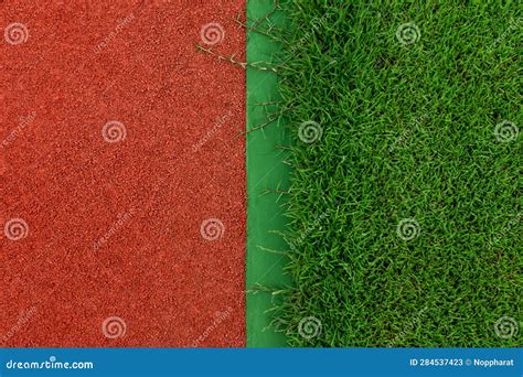 The Grass And Treadmill In The Stadium Stock Image Image Of Sports