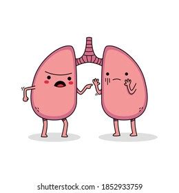 Cute Cartoon Funny Lungs Character Dumbbells Stock Vector Royalty Free