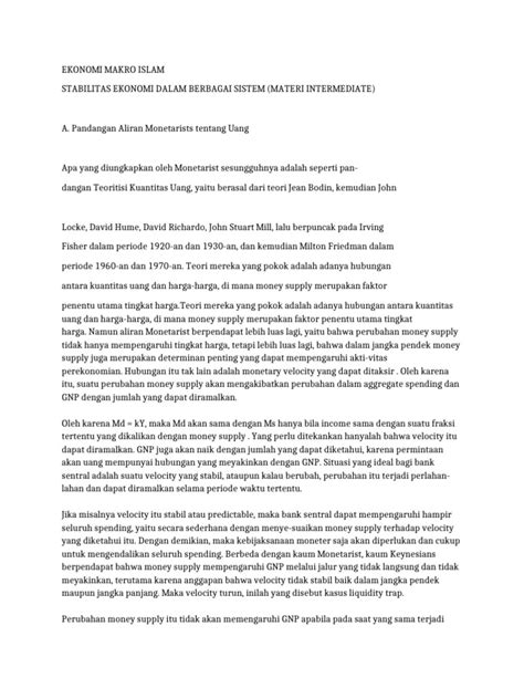Stabilitas Ekonomi Dalam Berbagai Sistem Materi Intermediate Pdf