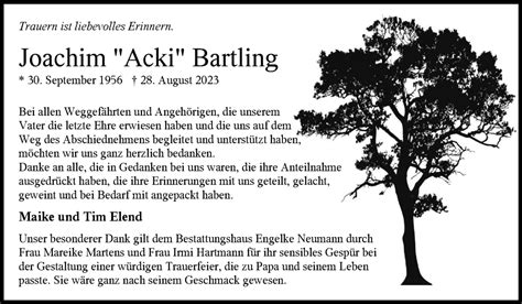 Traueranzeigen Von Joachim Bartling Ok Trauer De