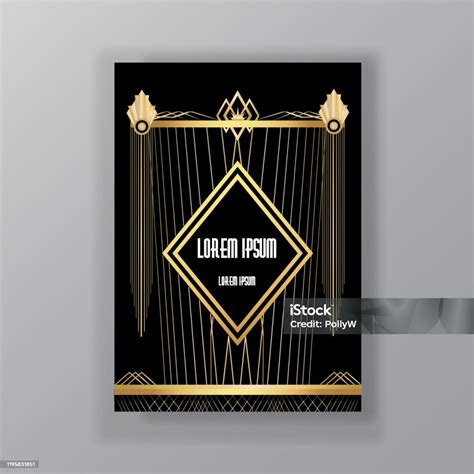 아르 데코 아트 노보 스타일 페이지 템플릿 고급 우아한 라인 질감 질감 기하학적 빈티지 개츠비 개념 골든 블랙 0명에 대한 스톡 벡터 아트 및 기타 이미지 Istock
