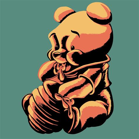 Иллюстрация Экслибрис Винни Пух в стиле 2d