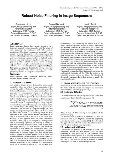 Pdf Robust Noise Filtering In Image Sequences