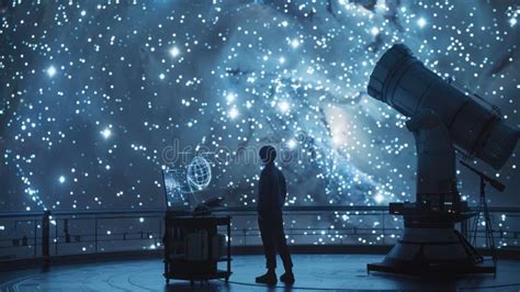 Astronomer With Ai In Observatory Aig60 Stock Image Image Of Digital