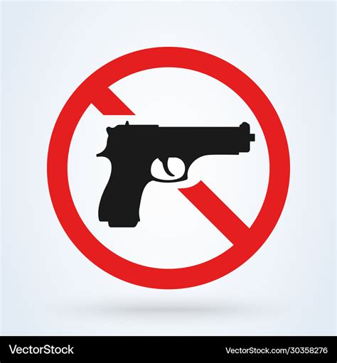 Prohibition Sign For Gun No Firearms Symbol Vector Image