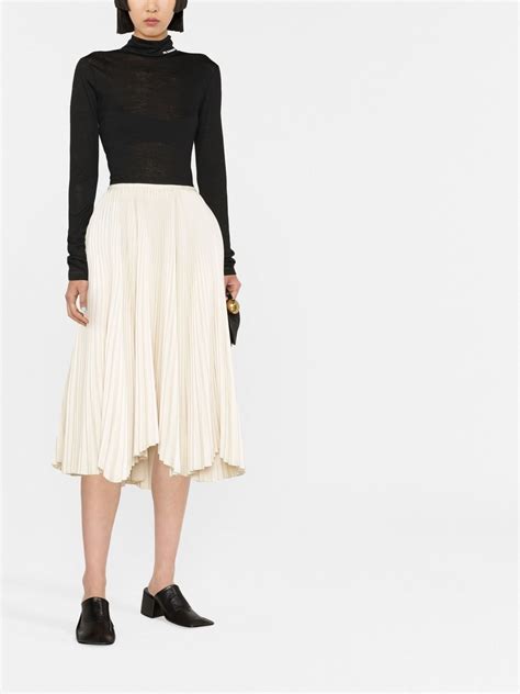 Jil Sander Funnel Neck Long Sleeve Top Black Farfetch Uk