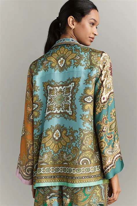 AlÉmais Clemenza Spliced Silk Buttondown Shirt Anthropologie