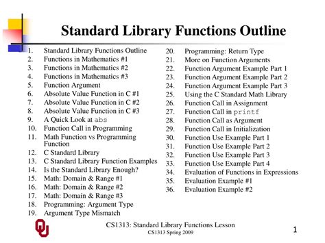 Ppt Standard Library Functions Outline Powerpoint Presentation Free
