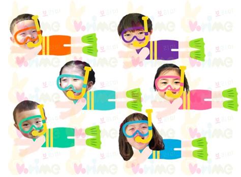 보리미 스킨스쿠버 합성도안 씨없는 수박 실사 컷도안 바닷속 탐험하기 수박 먹는 아이들 여름 환경구성 여름 환경판 여름도안