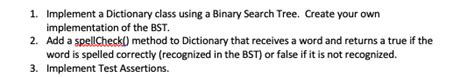 Solved 1 Implement A Dictionary Class Using A Binary Search