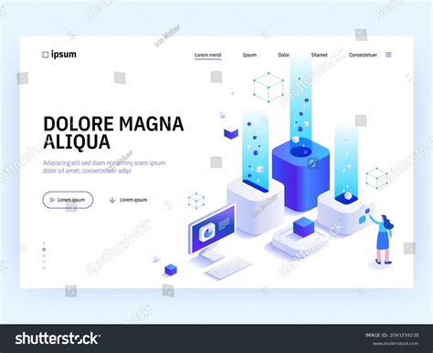 Vector Landing Page Isometric Technology Concept Stock Vector Royalty Free 2093259238