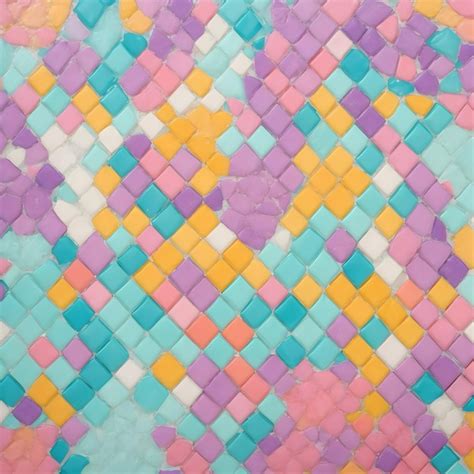 Premium Ai Image Colorful Pastel Vivid Color And Various Geometric Shape Mosaic Tile Pattern