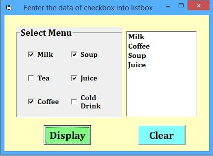 How To Enter The Data Of Checkbox Into Listbox In Vb6