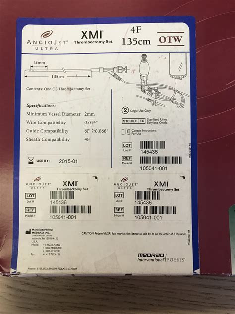 New Medrad Bayer 105041 001 Angiojet Xmi Over The Wire Thrombectomy