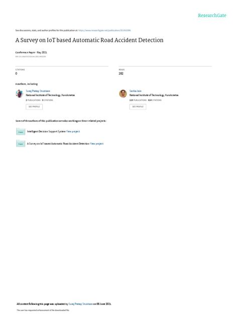 A Survey On Iot Based Automatic Road Accident Detection Conference Paper Pdf Internet Of
