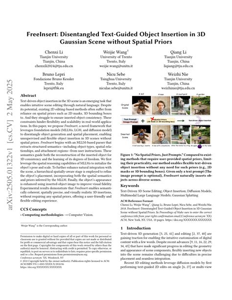 Pdf Freeinsert Disentangled Text Guided Object Insertion In 3d Gaussian Scene Without Spatial